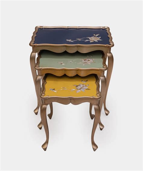 Flora Hue Nesting Table Mother Of Pearl Haq Bahoo Furniture Chiniot Pakistan