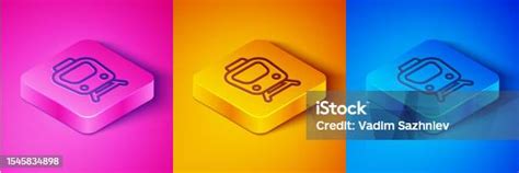 등각 투영 선 기차 아이콘은 분홍색과 주황색 파란색 배경으로 분리되어 있습니다 대중 교통 기호입니다 지하철 열차 교통 지하철 지하철 정사각형 버튼 벡터 3차원 형태에 대한