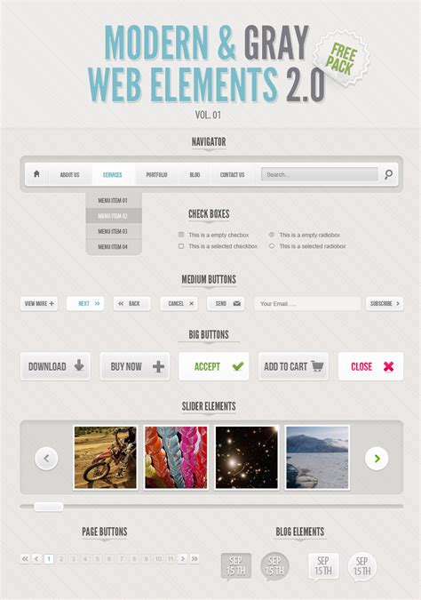 Classic Grey Psd Web UI Set Pixeden Club