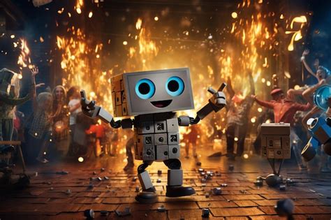 Premium Photo Futuristic Ai Robot Dancing Dynamically At Tech Event Showcasing Cuttingedge