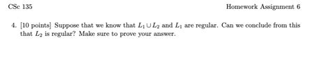 solved 4 [10 points] suppose that we know that l1∪l2 and l1