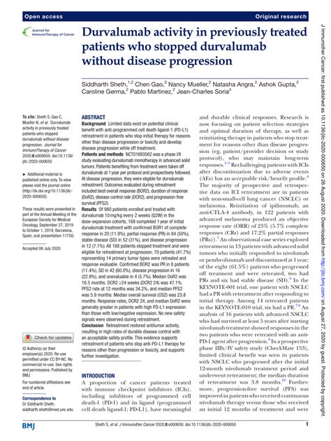 Pdf Durvalumab Activity In Previously Treated Patients Who Stopped