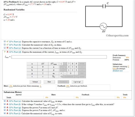 Solved Problem In A Simple AC Circuit Shown On The Chegg
