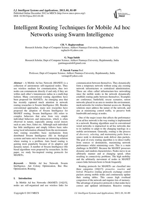 Pdf Intelligent Routing Techniques For Mobile Ad Hoc Networks Using