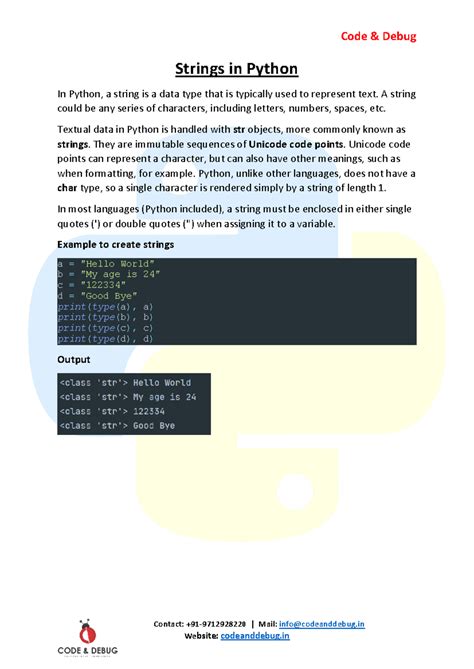 Strings In Python Programming Contact 91 9712928220 Mail Info