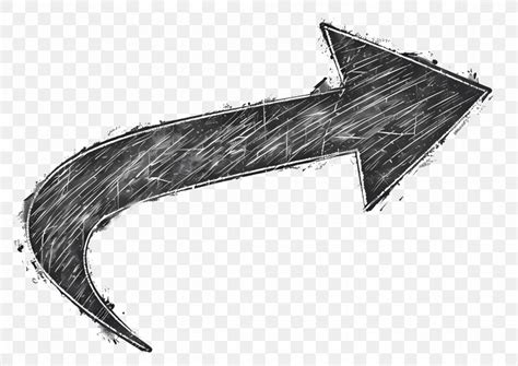 Grunge Arrow Curved Sketched Arrow In Rough Drawing Style Png