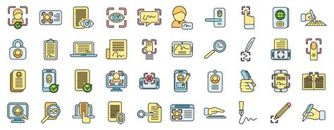 Handwriting Identification Icons Set Color Line 47221730 Vector Art At Vecteezy