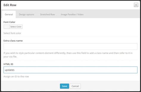 how to add an id field to visual composer row element axiom it