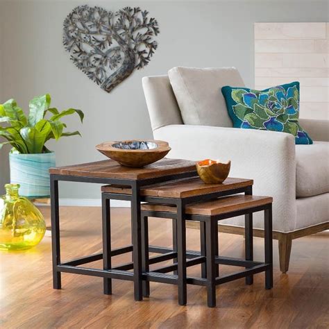 Iron And Reclaimed Wood Nesting Tables Set Of 3