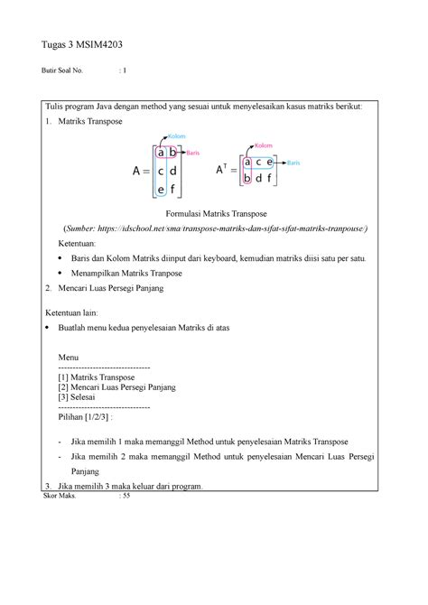 Tugas 3 Msim4203 Bsskkskske Tugas 3 Msim Butir Soal No 1 Tulis Program Java Dengan Method