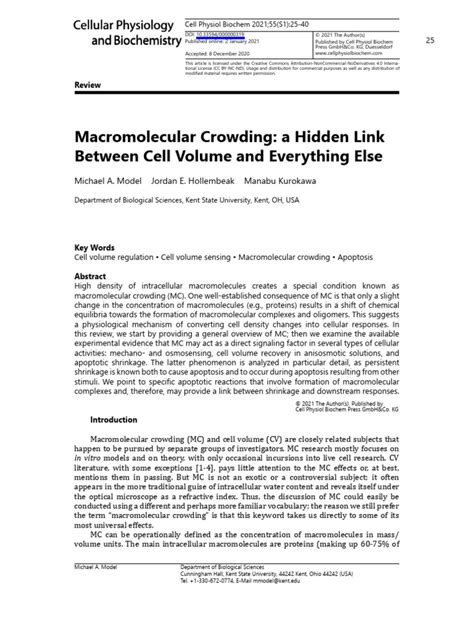 Macromolecular Crowding A Hidden Link Between Cell Volume And Everything Else Pdf Apoptosis