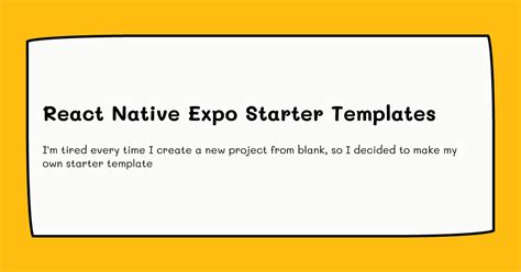 React Native Expo Starter Templates