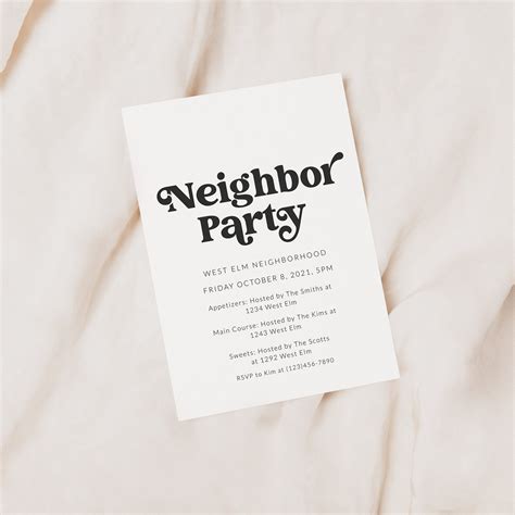 Neighbor Block Progressive Dinner Party Invitation Template In Vintage