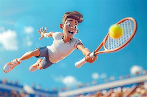 테니스를 하는 3d 만화 개인 Ai 생성 이미지