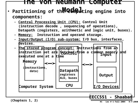 Ppt Eecc551 Shaaban 1 Lec 1 Fall 2004 9 7 2004 The Von Neumann