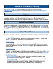 Methods Of Survey Sampling Techniques And Determining Sample Course Hero