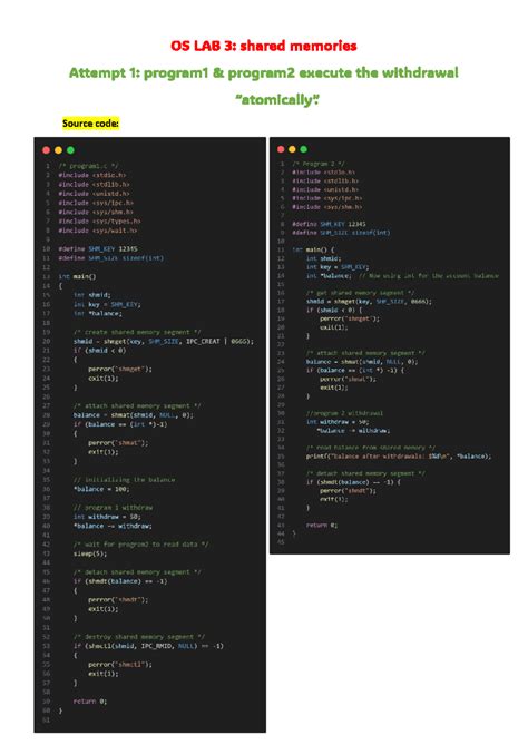 Os Lab 3 Os Lab 3 Os Lab 3 Shared Memories Attempt 1 Program1