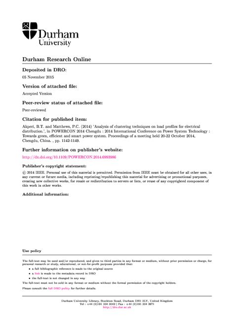 Pdf Analysis Of Clustering Techniques On Load Profiles For Electrical Distribution
