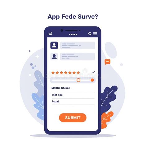 Illustration Of A Mobile App Interface Displaying A Survey Form The Phone Screen Stock
