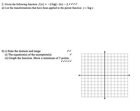 solved 2 given the following function f x 2 log 2x