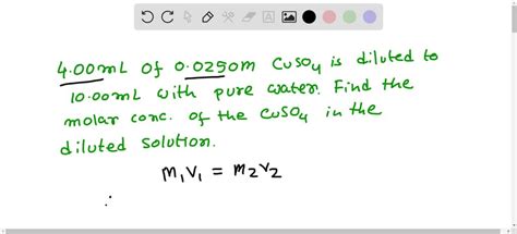 Solved If 4 00 Ml Of 0 0250 M Cuso4 Is Diluted To 10 0 Ml With Pure