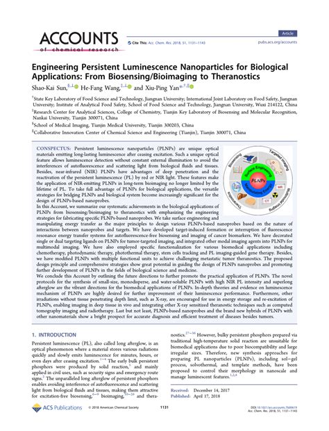 Pdf Engineering Persistent Luminescence Nanoparticles For Biological