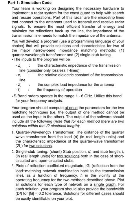 Solved Part 1 Simulation Code Your Team Is Working On
