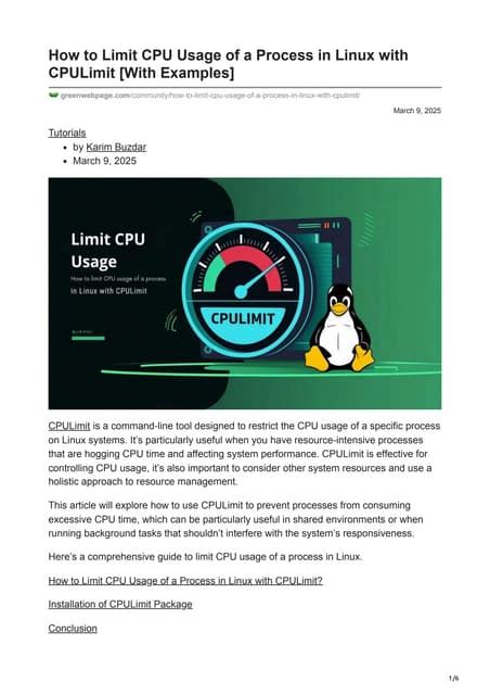 how to limit cpu usage of a process in linux with cpulimit with