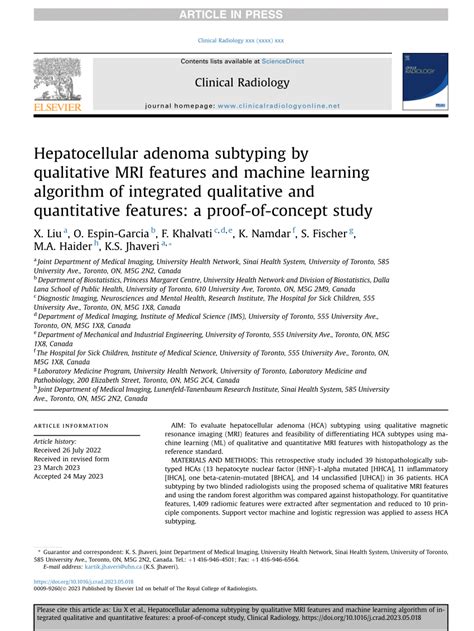 Pdf Hepatocellular Adenoma Subtyping By Qualitative Magnetic