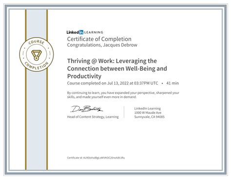 Certificate Of Completion Jacques Debrow