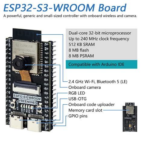 Freenove Esp32 S3 Esp32 S3 Cam Camera Wi Fi Bluetooth Board Dual Core