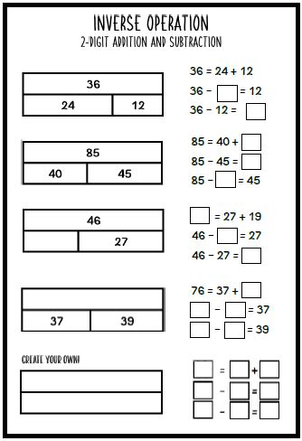 Inverse Operations Worksheets Addition And Subtraction Australian Teachers Marketplace