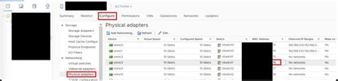 Esxi Host Click On Configure Click On Physical Adapters And Look For