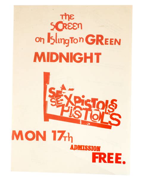Bonhams Sex Pistols A Flyer For The Screen On The Green