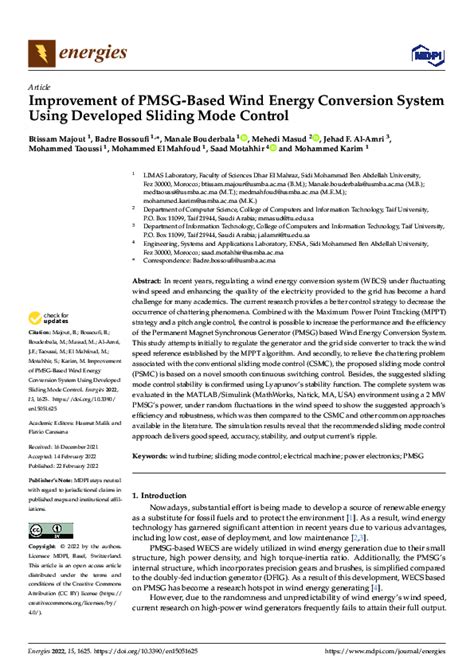 Pdf Improvement Of Pmsg Based Wind Energy Conversion System Using