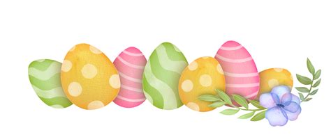 Hand Drawn Watercolor Easter Eggs And Flowers Border Composition Cute