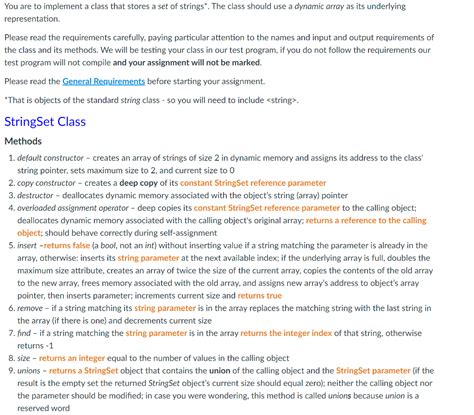 Solved You Are To Implement A Class That Stores A Set Of