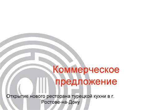 Коммерческое предложение Открытие нового ресторана турецкой кухни в г Ростове на Дону