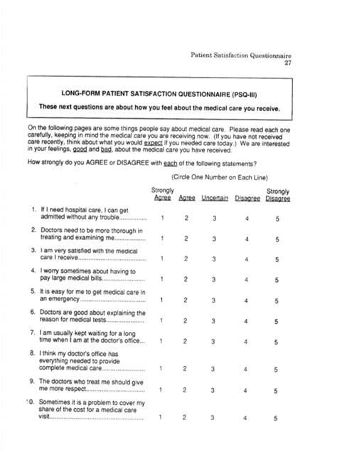 Free 7 Patient Satisfaction Questionnaire Forms In Pdf Ms Word