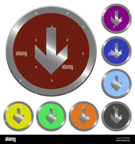 Set Of Color Glossy Coin Like Down Arrow Buttons Stock Vector Image And Art Alamy