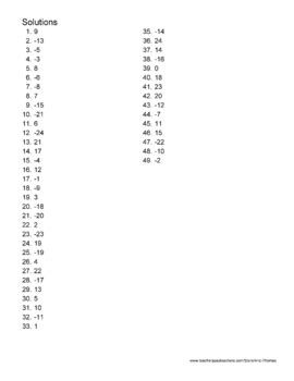Math Bingo Adding And Subtracting Integers By Aric Thomas TPT
