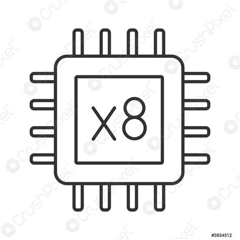 Octa Core Processor Linear Icon Stock Vector Crushpixel