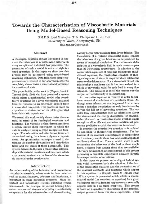 Pdf Towards The Characterization Of Viscoelastic Materials Using Model Based Reasoning Techniques