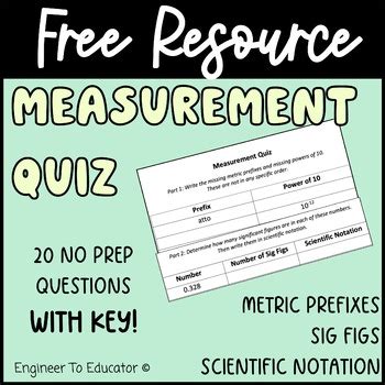 Measurement Quiz Metric Prefixes Sig Figs Scientific Notation