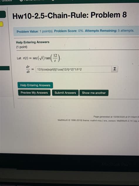 solved hw10 2 5 chain rule problem 8 problem value 1