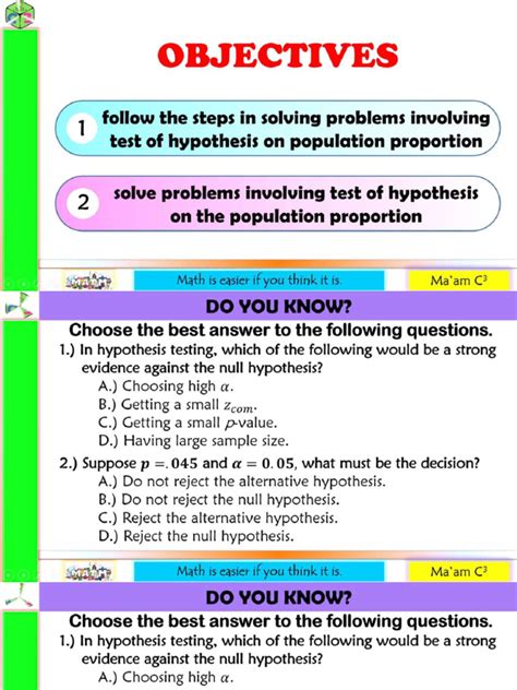 Solving Problems Involving Test Of Hypothesis On Population Proportion