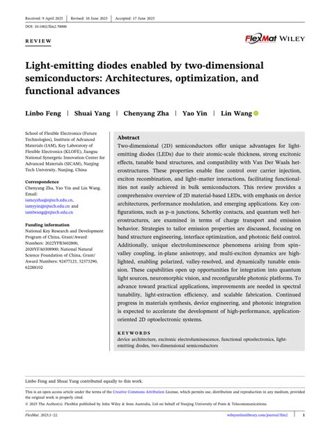 Pdf Light‐emitting Diodes Enabled By Two‐dimensional Semiconductors Architectures