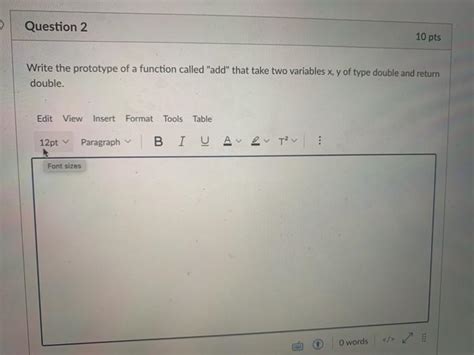 solved question 2 10 pts write the prototype of a function