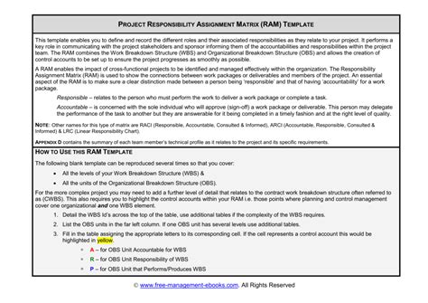 project responsibility assignment matrix ram template this