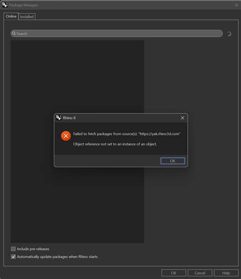 Package Manager Error Yak Mcneel Forum